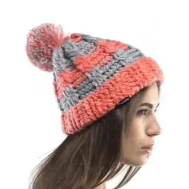 Mons Royale Chunky Pom Hat Beanie - Striped Wool/Acrylic Blend