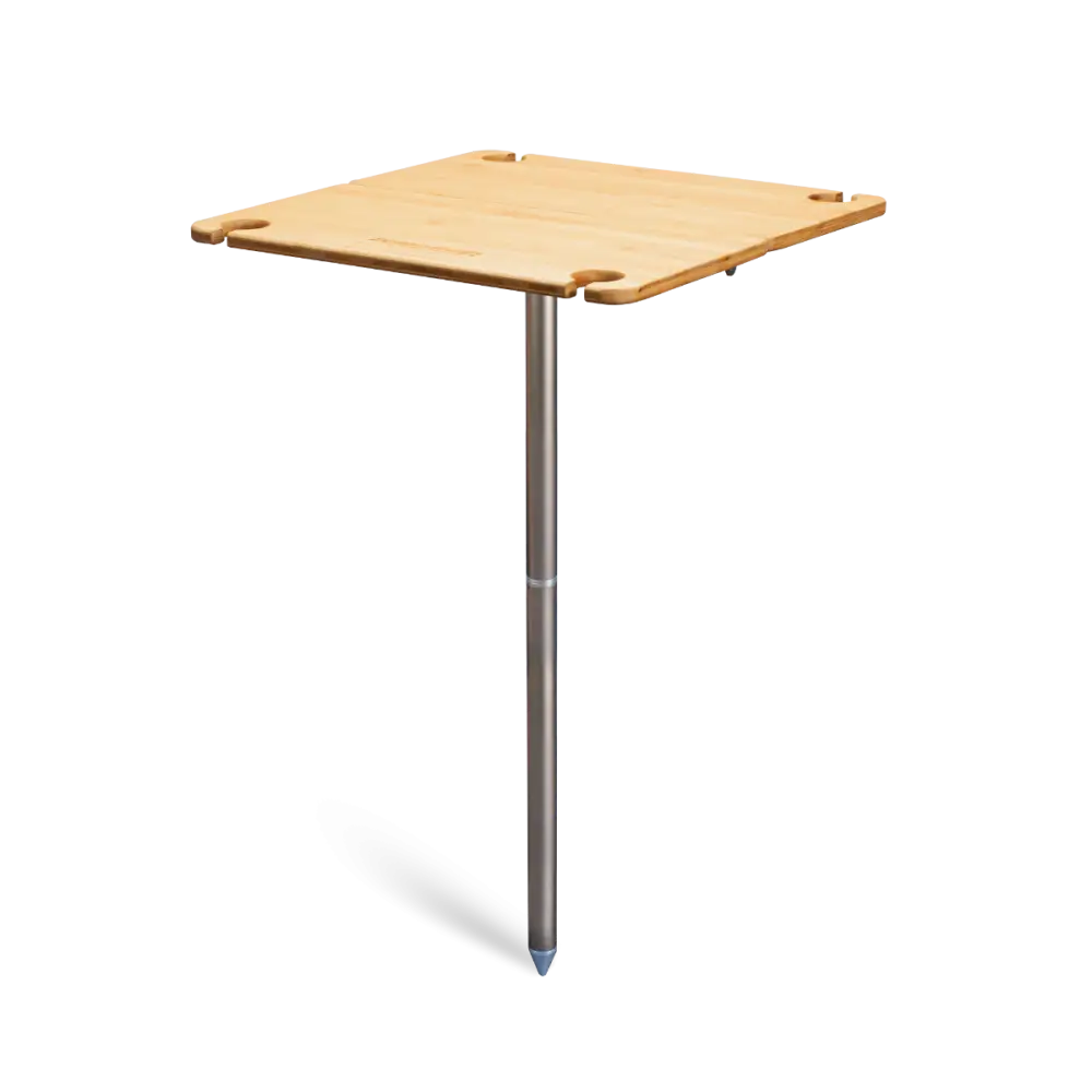 Kitpac Spike: Sturdy Bamboo Beach & Campsite Table with Wine Glass ...