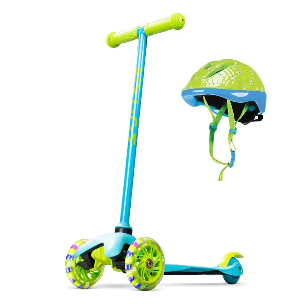 Zycom Zipper Scooter with Light-Up Wheels & Pivot Steering | Blue/Lime